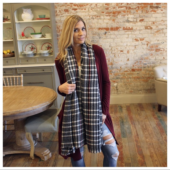 Infinity Raine | Accessories | Black And Ivory Plaid Scarf With ...